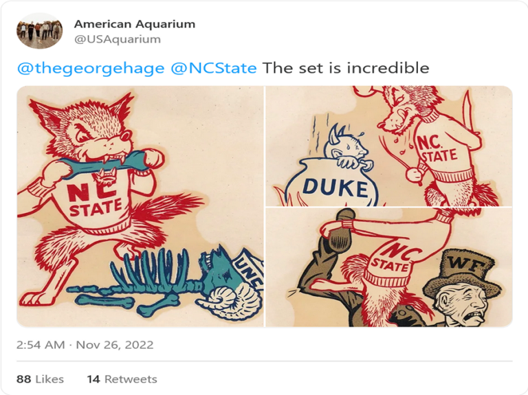 The story behind a decal of NC State's mascot eating UNC's mascot